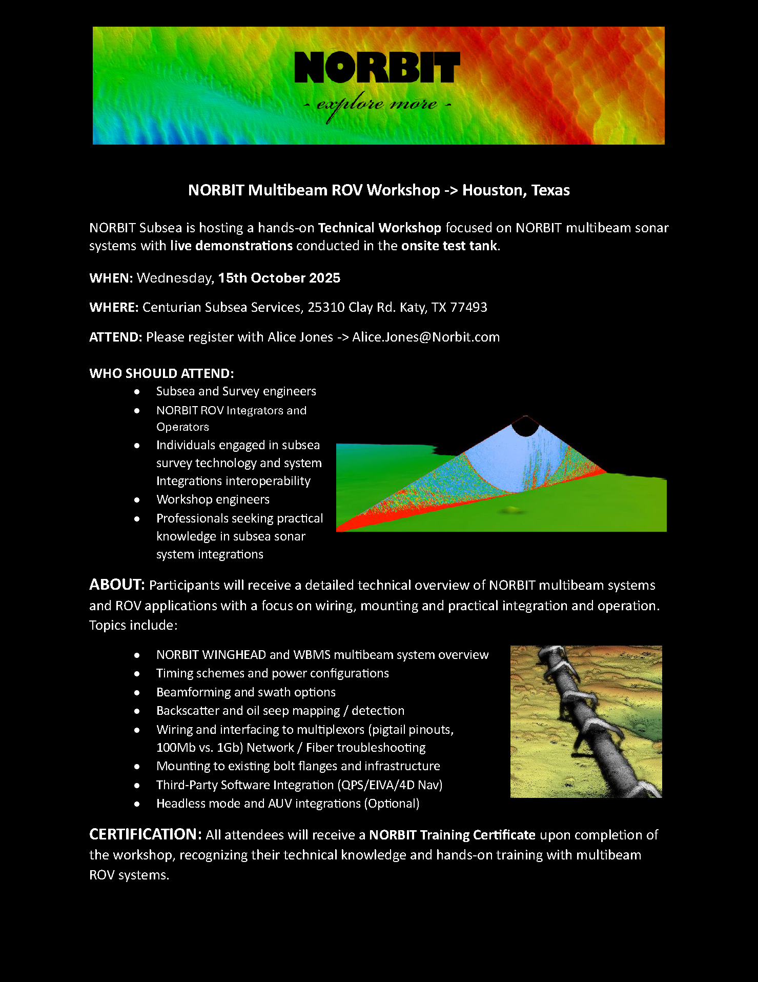 NORBIT Multibeam ROV Workshop - Houston, Texas